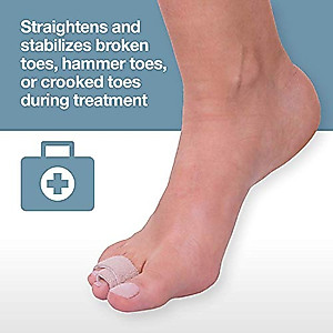 ZenToes Reusable Fabric Buddy Wraps for Broken Toes, Hammertoe Straightener, 4 Count (Beige)