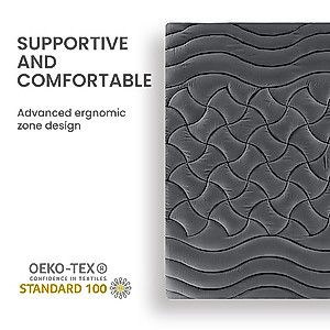 SLEEP ZONE Cooling Mattress Topper California King, Premium Zoned Cool Mattress Pad Cover, Padded Mattress Protector Breathable Washable, Deep Pocket 8-21" (Grey, Cal King)