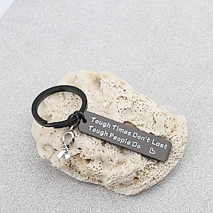 CHOORO Cancer Survivor Gift Tough Times Don't Last Tough People Do Cancer Awareness Keychain (Tough People Do black)