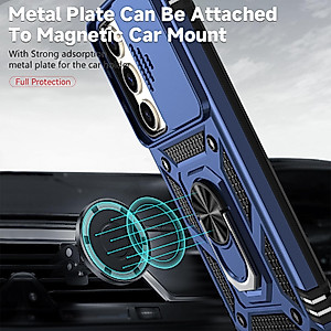 for Galaxy S23 Case,with Screen Protectors and Camera Cover,[Military Grade] 16ft.Drop Tested Cover with Magnetic Kickstand Protective Case for Samsung Galaxy S23 6.1 inch, Blue