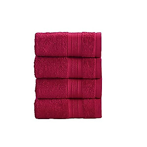 TRIDENT Soft and Plush, 100% Cotton 4 Piece Hand Towels for Bathroom, Highly Absorbent, Hotel Luxury, Super Soft, Salon Towels, Soft Comfort, 500 GSM (Crimson Red)