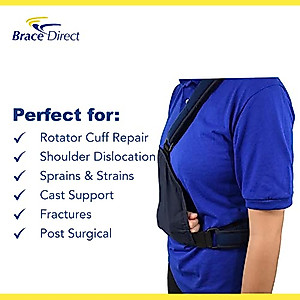 Brace Direct Deluxe Shoulder Immobilizer Arm Sling with Padded Straps- Shoulder Brace for Rotator Cuff Repair, Dislocation, Cast Support, Arm, Wrist, & Hand Injury- For Left or Right Arm