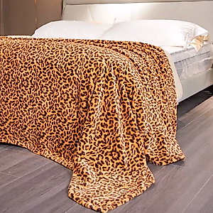 Leopard Blanket Cozy Warm Cheetah Print Throws and Blankets Fuzzy Plush Fleece Blankets with Leopard Print for Sofa, Couch, Bed 60 * 80 Inch