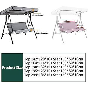 Patio Swing Canopy Waterproof Top Cover Set,210D Oxford Cloth Canopy Cover Universal Garden Swing Seat Canopy Replacement for Garden Patio