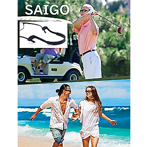 SAIGO Glasses Strap Anti-Slip Silicone Eyeglass Strap Eyewear Retainers Sports Elastic Soft Sunglass Cord Holder for Men Women 2PCS, Black, 25cm