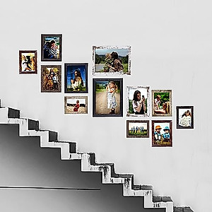 Picture Frames Collage Wall Decor Set of 12,Gallery Wall Frame Set with 8x10 6x8 5x7 4x6, Multi Wood Pattern Perfect for Rustic Home & Office Decor