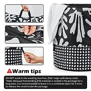 YOHOM Round Laundry Basket with Zipper, Adjustable Clothes Hamper Stand-up Hamper Retractable Laundry Bag for College Dorm, Bedroom, Bathroom, Kids Room (Black Floral, Large)