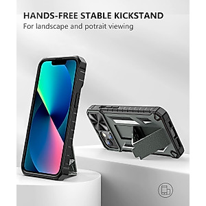 SOiOS for iPhone 13 iPhone14 Case with Stand: iPhone 13 iPhone14 Cover with Kickstand | Shockproof Military Grade Protective Cell Phone Case | TPU Durable Rugged Bumper Textured Matte Hybrid Design