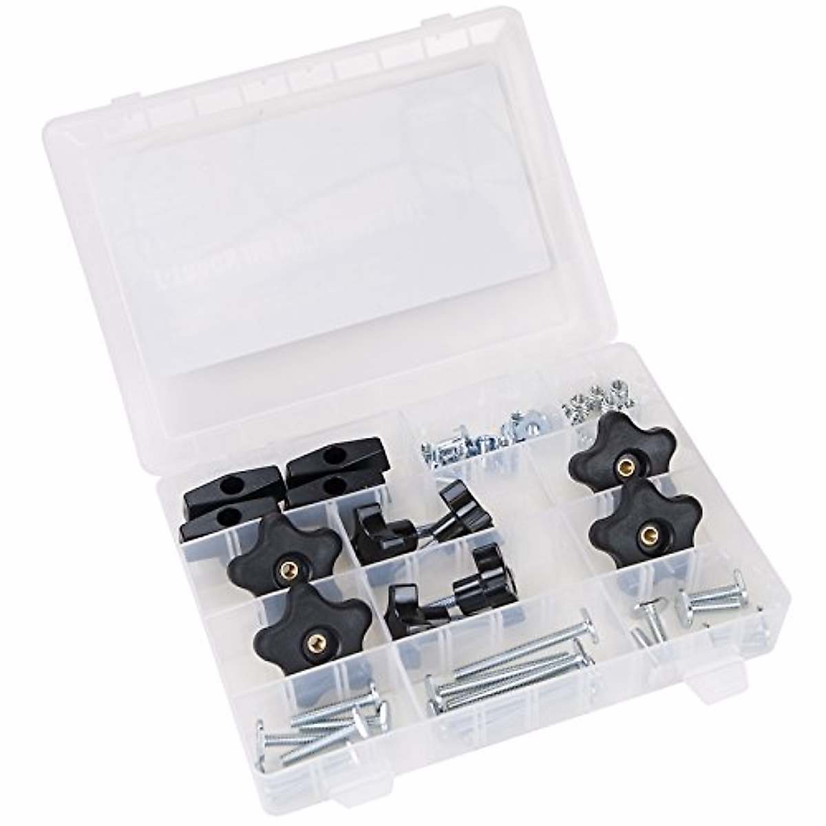 POWERTEC 71173 T Track Knob Kit, 1/4-20 Threaded Bolts and Washers, 46 Piece Set, T Track Bolts, T Track Accessories for Woodworking Jigs and Fixtures