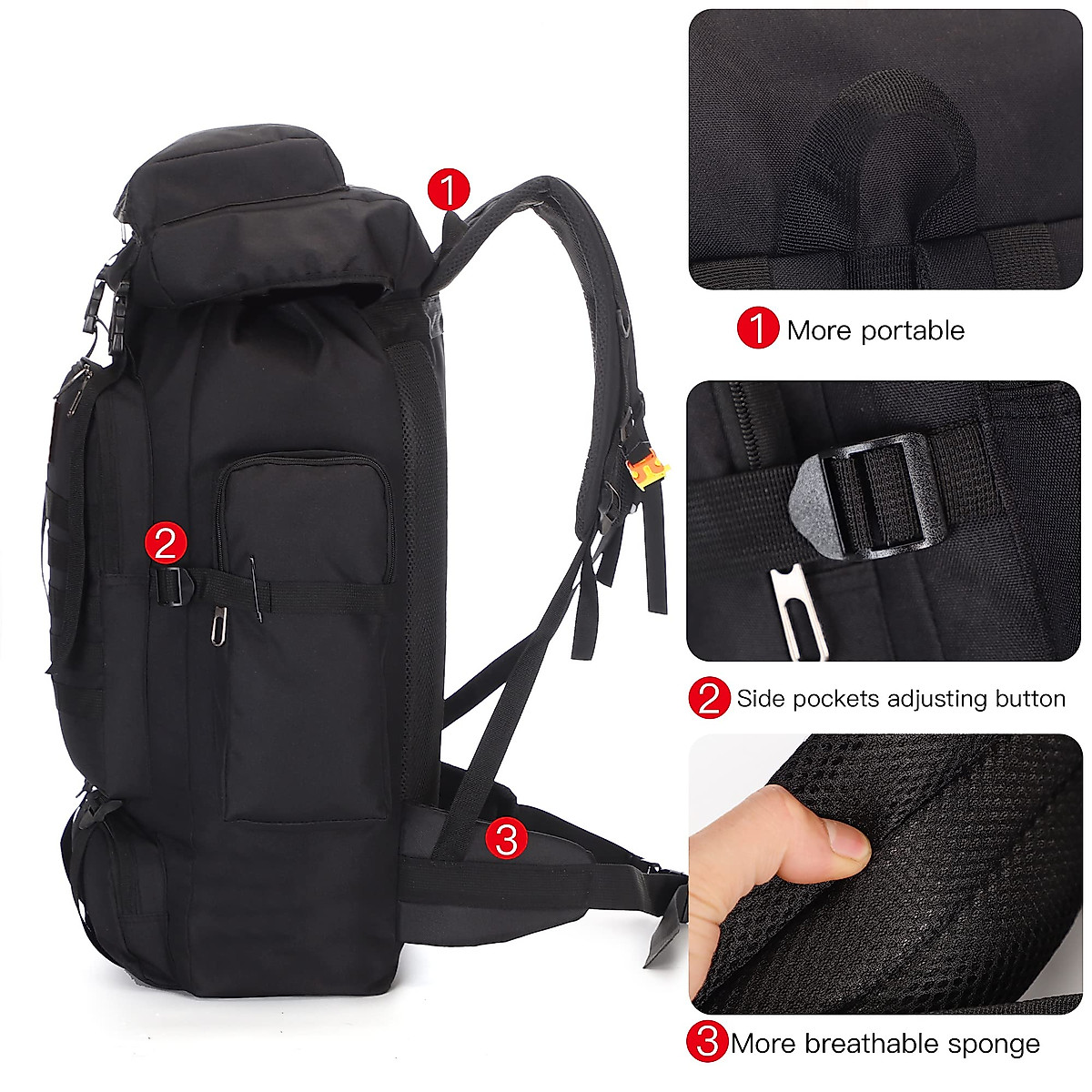 100L Hiking Camping Backpack Tactical Backpack for Men Large Survival Hunting Waterproof Backpack Molle Rucksack Military Camping Backpacking Daypack