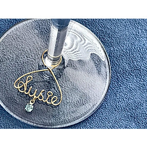 Personalized Wine Charm~Wine Glass Charm~Wire Name~17 pretty colors to choose from~Swarovski Birthstones~Handmade~Unique Gift for the Wine lover in your life