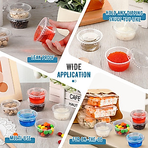 Mumufy 2000 Sets Plastic Portion Cups with Lids Bulk Small Clear Plastic Containers Stackable Souffle Condiment Cups Airtight Mini Food Storage for Dipping Sauce Salad Dressings Party (2.0 oz)