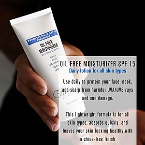 Baxter of California Oil Free Face Moisturizer with SPF15 for Men | UVA, UVB Defense | Fragrance-Free | All Skin Types | 3.4 OZ