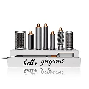 Storage Holder for Dyson Airwrap, Farmhouse Curling Iron Accessories Rack Wall Mount, Wood Hair Wrap Styler Tools Holder, Vacuum Attachments Display Stand for Bathroom Organizer (White)