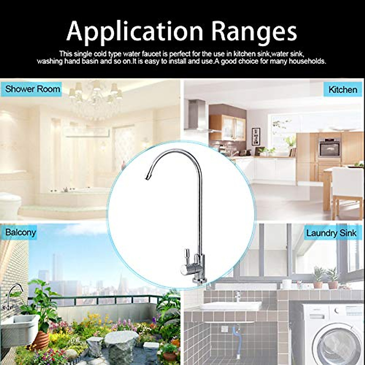 1/4'' Stainless Steel Faucet Tap Drinking Water Purifier Filter Chrome Reverse Osmosis for Clean Drinking Water