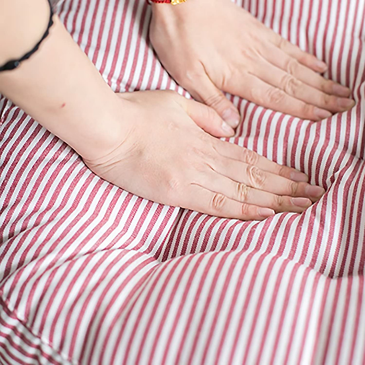 Striped Chair Cushion Round Floor Pillow,Thickened Seat Cushion Canvas Fabric Pearl Cotton Filled Inner Core,Home Office Soft Chair Cushions 17'' Blue