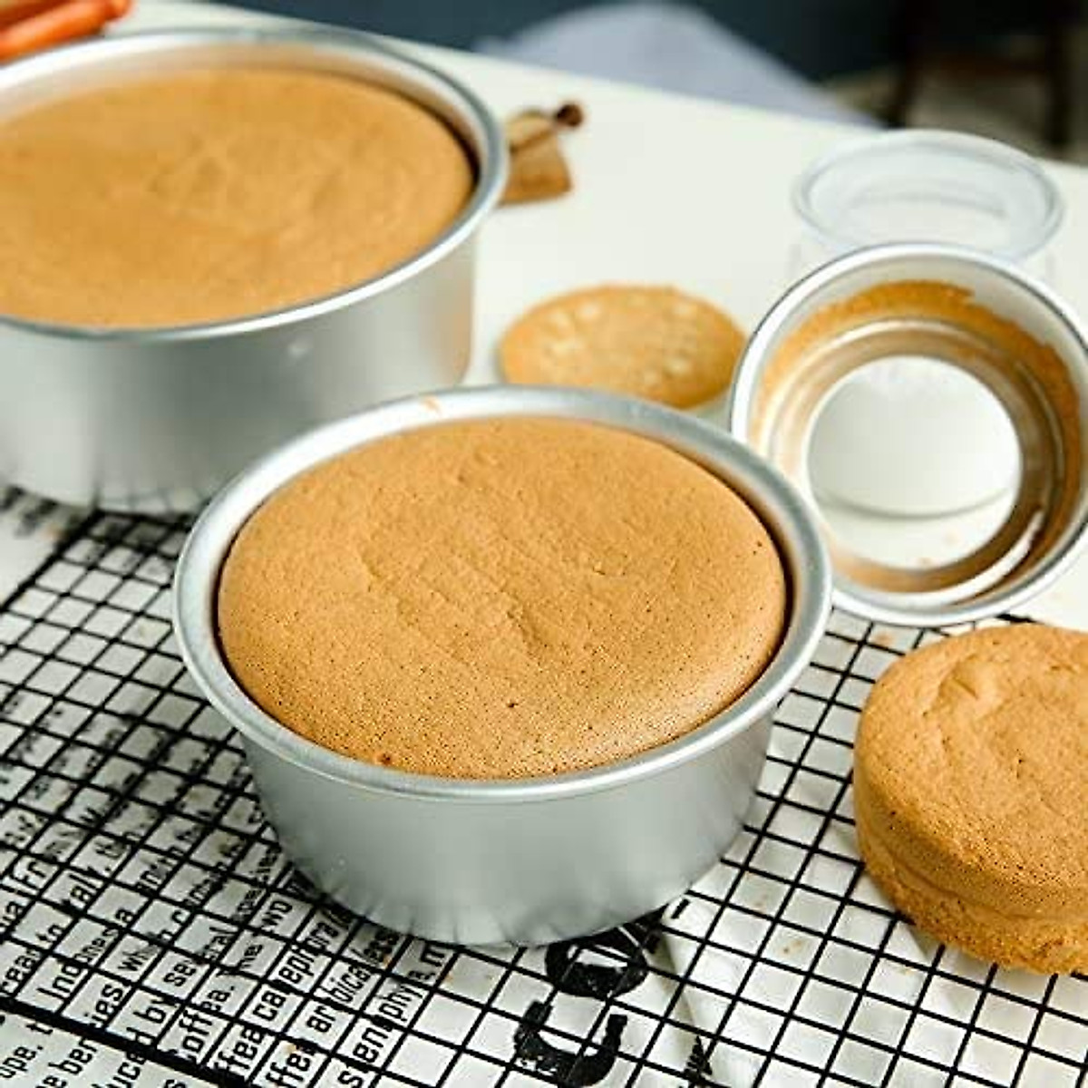 Astra Gourmet 4-Inch Perfect Performance Aluminium Round Cake Pan Chiffon Cake Mold Baking Mould with Removable Bottom, Set of 4