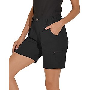 VAYAGER Women's Hiking Cargo Shorts Quick Dry Lightweight Stretch Shorts Golf Fishing Outdoor Casual Shorts Black X-Large