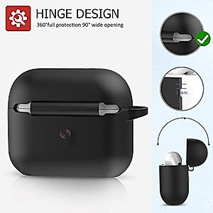 Coffea for AirPods 3 Case, Protective Silicone Case Cover with Keychain for Apple AirPods 3rd Generation 2021, [US Patent Registered] - Black