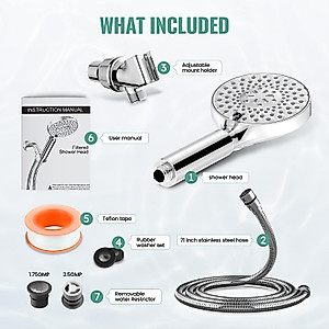 Filtered Shower Head with Handheld, High Pressure 9 Spray Mode Chrome Showerhead with Filters,detachable shower head,Water Softener Filters Beads for Hard Water -Remove Chlorine