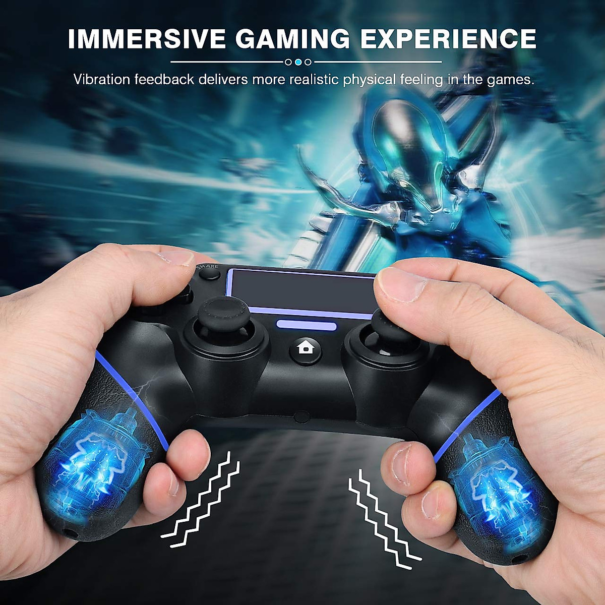 ORDA Wired Controller Compatible with PC,with Motion Motors,Mini LED Indicator and Anti-Slip Design -Blue