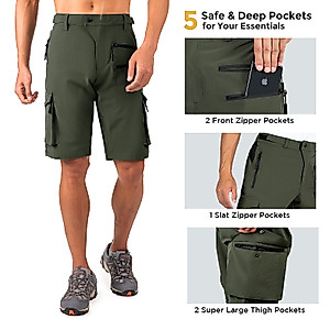 Wespornow Men's-Hiking-Shorts Tactical Shorts Lightweight-Quick-Dry-Outdoor-Cargo-Casual-Shorts for Hiking Cycling (Green,L)