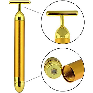 Angel Kiss Beauty Bar Energy Face Massager - 24k Golden T-Shape Pulse Electric Vibration Facial Self Skin Care Tool - Birthday Valentines Day Christmas Gifts for Her, Mom