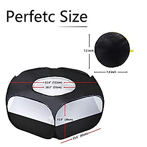 Shu Small Animal Playpen,Pet Playpen with Top Cover Anti Escape,Foldable Breathable Transparent for Dog Cat Bunny Puppy Rabbits Guinea Pig Hamster Chinchillas Cage