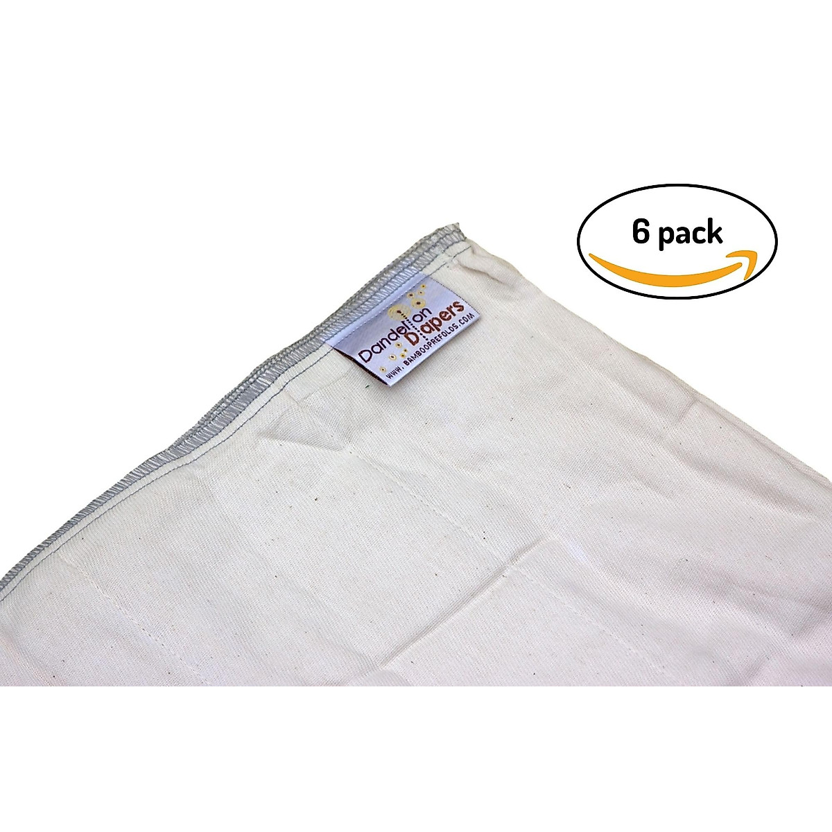 Dandelion Diapers Prefold Cloth Diapers Made from Viscose Bamboo and Cotton Blend Versatile Baby Diaper, 6 Count - Size 2 Infant