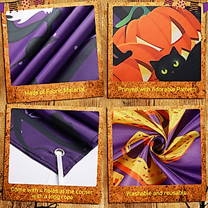WovWeave Halloween Birthday Party Decorations 5.9 x 3.6 ft Happy Birthday Backdrop Banner Black Cat Evil Pumpkin Ghost Skull Banner for Halloween Birthday Photo Booth Background Indoor Outdoor Decor
