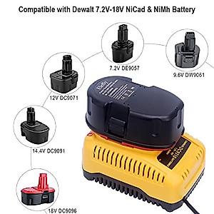 Elefly 7.2V-18V Battery Charger DC9310 Compatible with Dewalt 18V 14.4V 12V 9.6V 7.2V NiCad & NiMh Battery DC9096 DC9098 DC9099 DW9057 DC9071 DW9098 DW9099