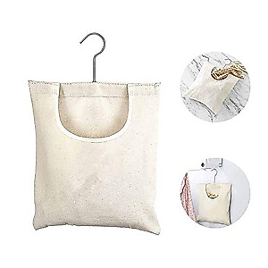 Handy Laundry Clothespin Bag, Semi-Closed Canvas Clothespin Storage Hanger Bag, Hanging Storage Organizer Laundry Clothes Pin Holder with Hanging Hook for Home Outdoor Supply, 10.6 x 12.6 Inch