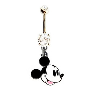 MICKEY MOUSE Clear Navel Belly Button Ring Body Jewelry Piercing 14 Gauge