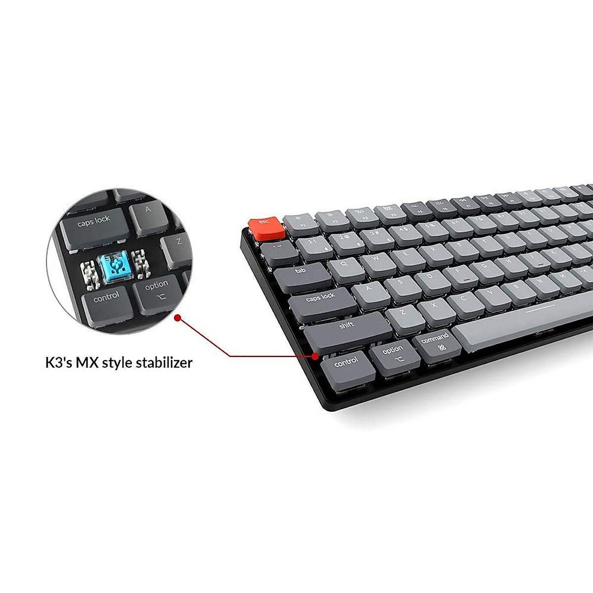 Keychron K3 Ultra-Slim 75% Layout RGB Backlit Wireless Bluetooth/Wired USB Mechanical Keyboard, Hot-Swappable Low-Profile Keychron Optical Brown Switch 84-Key Gaming Keyboard for Mac Windows-Version 2