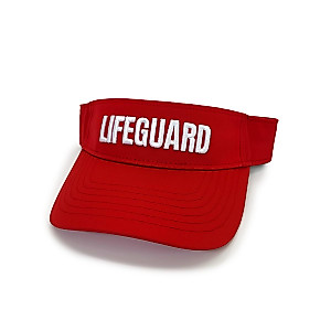 Lifeguard Visor - Velcro Strap - Adjustable - Water Resistant - Work Uniform - One Size Fits All (US, Alpha, One Size, Red)