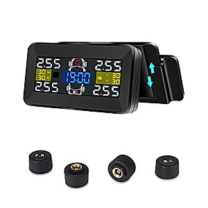 2023 Upgrade Tire Pressure Monitoring System 【Detached Bracket】 Wireless Solar TPMS Monitor System Accuracy 0.01Bar Installed on Windowshield Real-Time Display 22-87 PSI for Car RV SUV