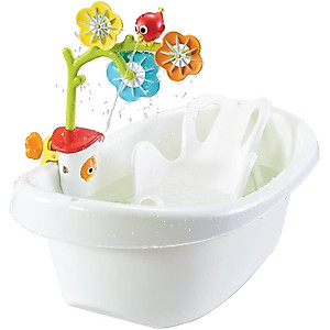 Yookidoo Baby Bath Mobile - Spinning Flowers and Swiveling Fountain for Newborn and Toddler Bath Time Sensory Development (Tub Not Included) - Attaches to Any Size Tub Wall - 0-2 yrs.