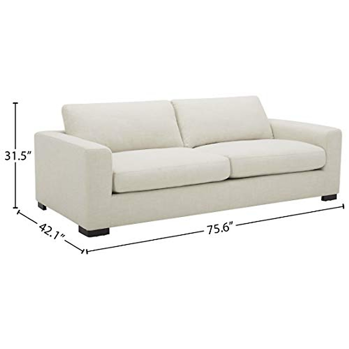 Stone & Beam Amazon Brand Stone Beam Westview Extra Deep Down Filled Couch W, 89" Sofa, Cream