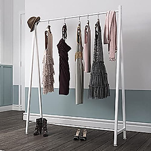 DR.IRON White Metal Clothes Rack Garment Rack,Modern Clothing Rack Free Standing Hanging Rack for Boutique Retail, Clothes Store,Laundry Room(47’’L)