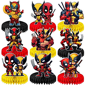 YUNKELIU 9Pcs Birthday Party Decorations Honeycomb Centerpiece, Science Fiction Theme Party Table Decorations 3D Double Sided Table Topper Decorations for Birthday Party Supplies