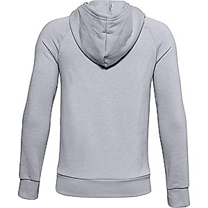 Under Armour Boys Rival Fleece Hoodie , Mod Gray Light Heather (011)/Onyx White , Youth Large