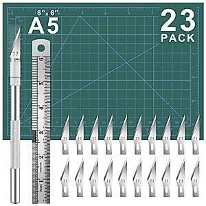DIYSELF 23 Pack Craft Knife Precision Hobby Knife Kit, 1 Exacto Knife with 20 Spare Art Knife Blades for Art, Scrapbooking, Stencil