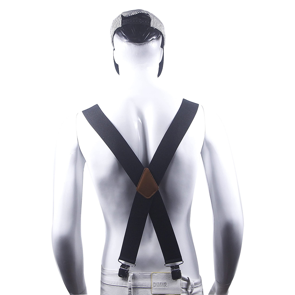 Doloise Men's Suspenders X Back 2 Inches Wide with Extra Heavy Clips Adjustable Braces for Men Suspender(Black)