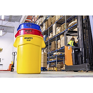 BRUTE 2620 YEL Indoor All-Purpose Waste Bin, Round Container, Yellow, 20-Gal, Sold as 1 Each