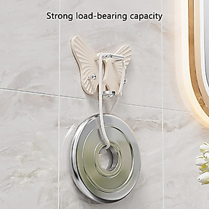 WAYUTO 2Pcs Butterfly Hairbrush Holders Punch Free Comb Holder Wall-Mount Comb Display Rack Rubber Band Hand Mirror Organizer Plastic Round Hair Brush Storage Holder for Salon Bathroom Home