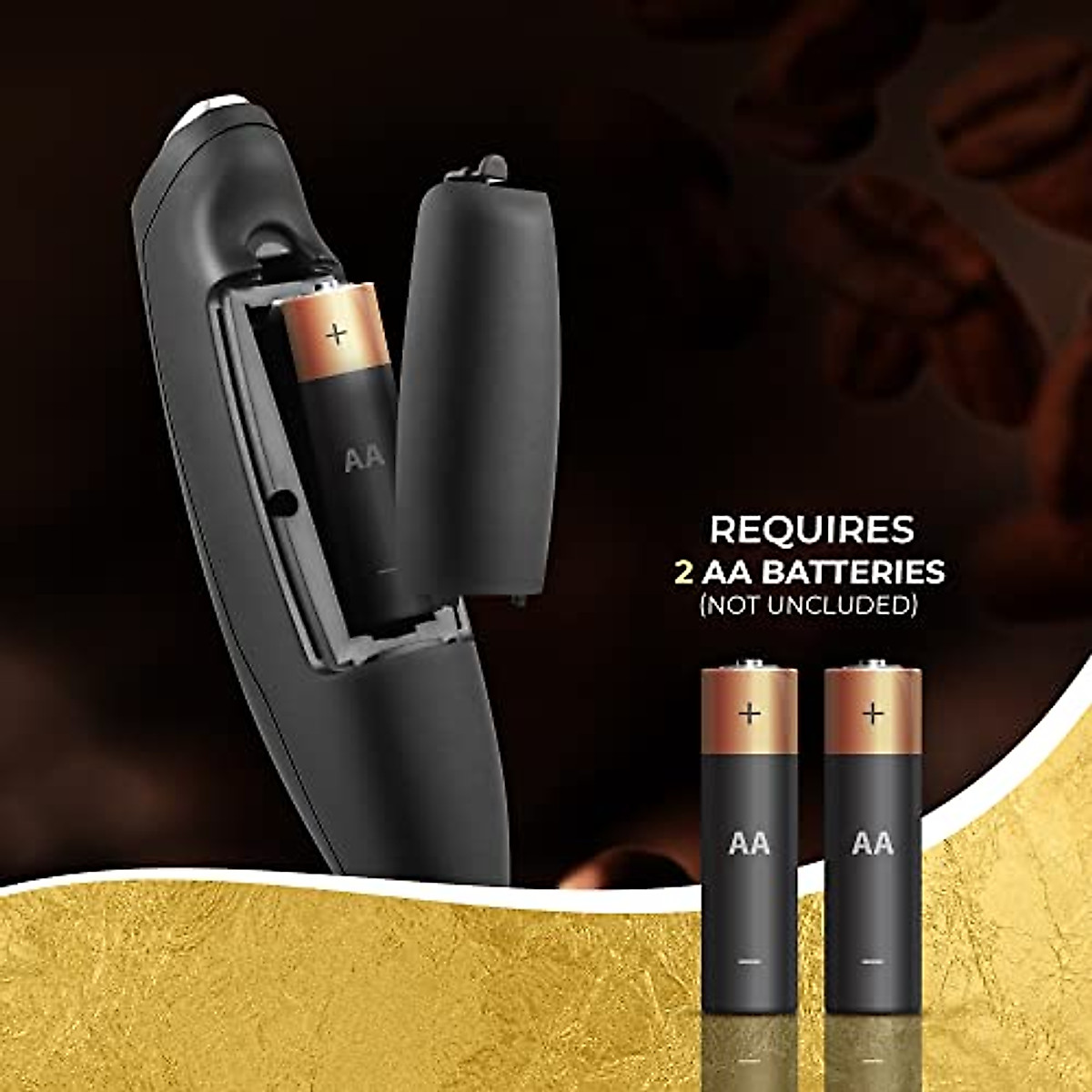 Righwa Milk Frother & Egg Beater - 2-in-1 Handheld Frother for Coffee & Egg Whisker - Battery-Operated Frother with Stand - Auto Shutoff, Powerful Motor - Kitchen Tools & Coffee Station Accessories