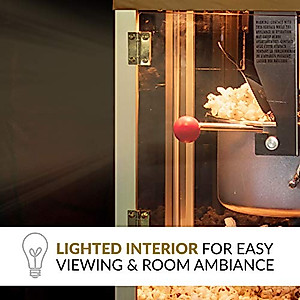 Nostalgia Popcorn Maker Professional Cart, 8 Oz Kettle Makes Up to 32 Cups, Vintage Movie Theater Popcorn Machine with Three Candy Dispensers and Interior Light, Measuring Spoons and Scoop, Black