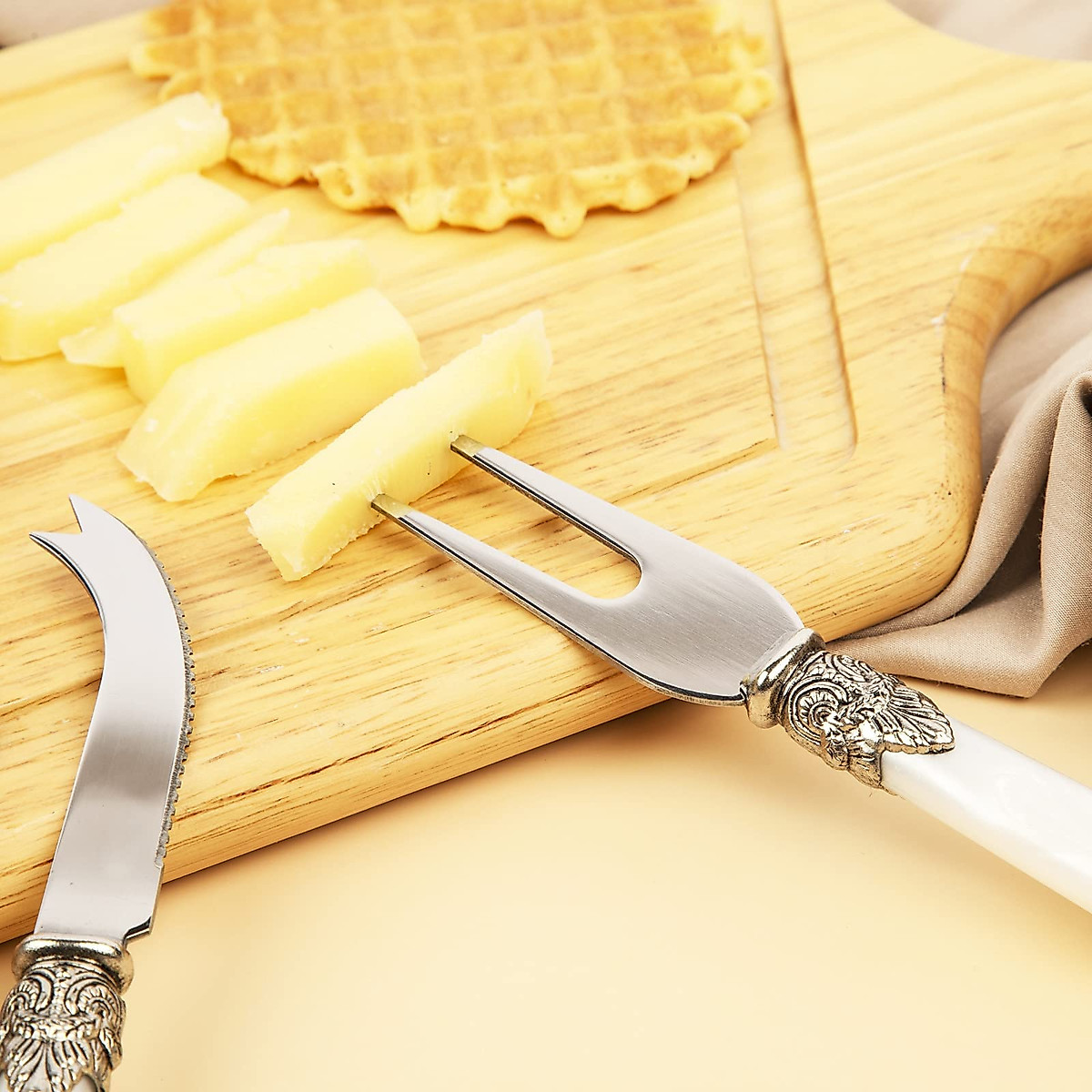 CATHYLIN REVERIE Collection Wedding Cake Knife and Server Set and 4-Piece Cheese Tool Set