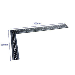 Meprotal Stainless Steel 90 Degree Angle Measuring Square Ruler L-Shaped Woodworking Measuring Wood Tool 150×300mm (Black)