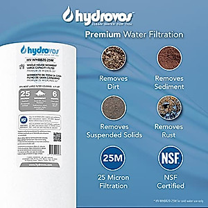 HYDROVOS 25 Micron 20" x 4.5" Sediment Water Filter, NSF Certified Replacement Cartridge for Whole House Water Filter System, Compatible with ECP5-BB, AP810-2, HDC3001, CP5-BB, SPC-45-1005, ECP1-20BB